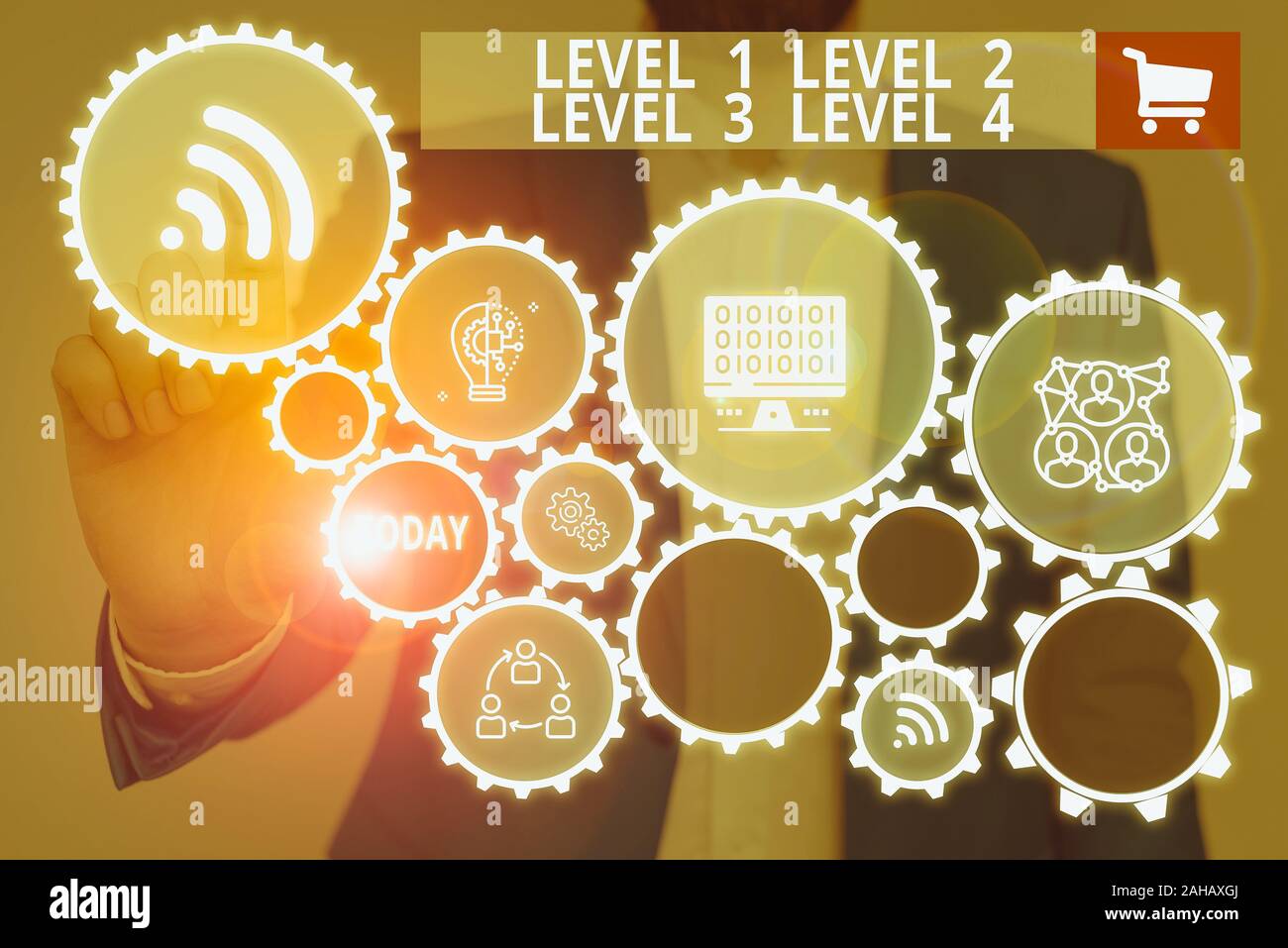 Text sign showing Level 1, 2, 3 and 4. Business photo showcasing Steps ...
