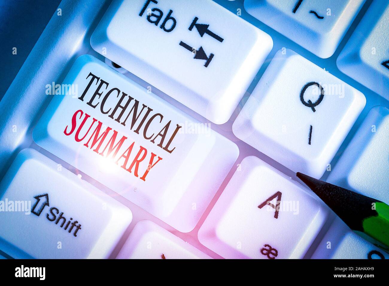 Writing note showing Technical Summary. Business concept for includes ...