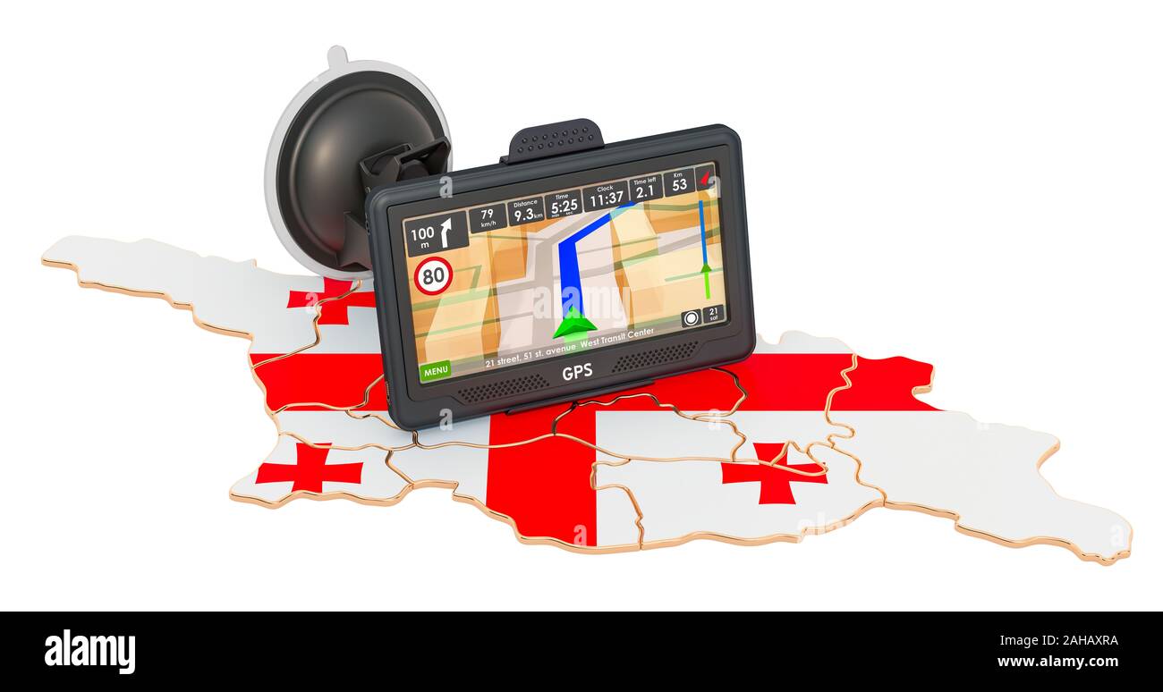 GPS navigation in Georgia, 3D rendering isolated on white background ...