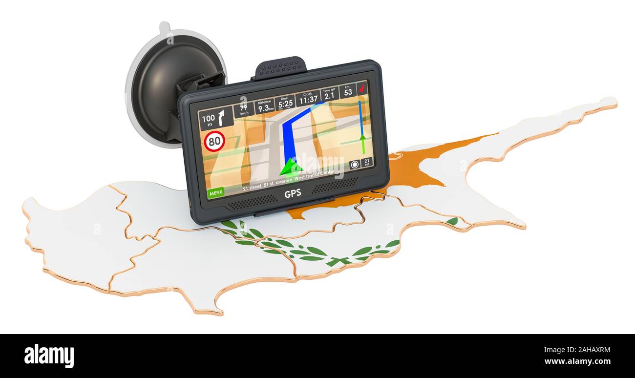GPS navigation in Cyprus, 3D rendering isolated on white background ...