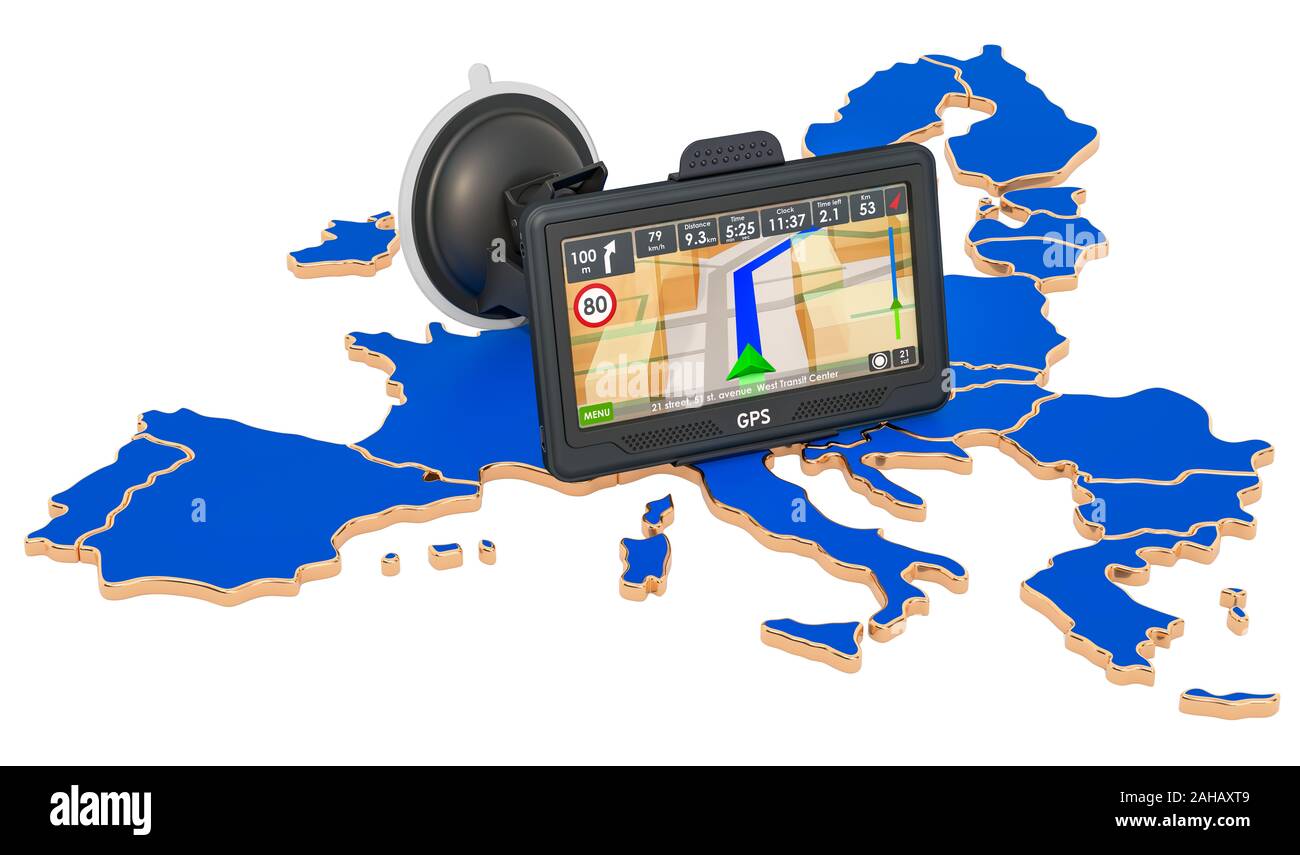 GPS navigation in the European Union, 3D rendering isolated on white ...