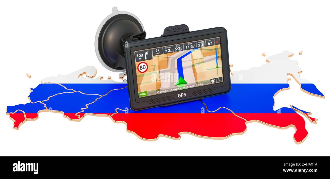 GPS navigation in Russia, 3D rendering isolated on white background ...