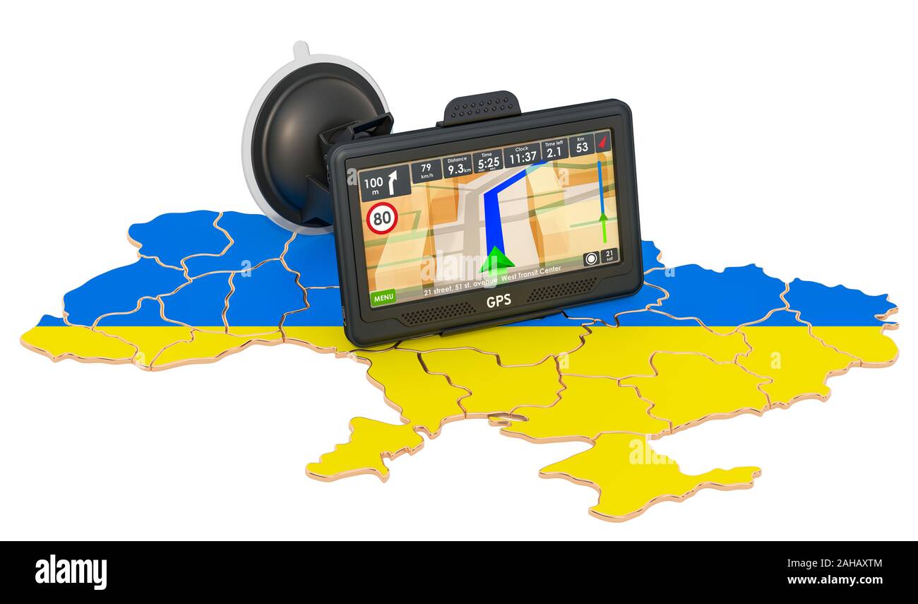 GPS navigation in Ukraine, 3D rendering isolated on white background ...
