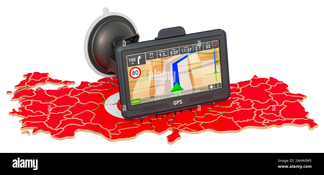 GPS navigation in Turkey, 3D rendering isolated on white background ...