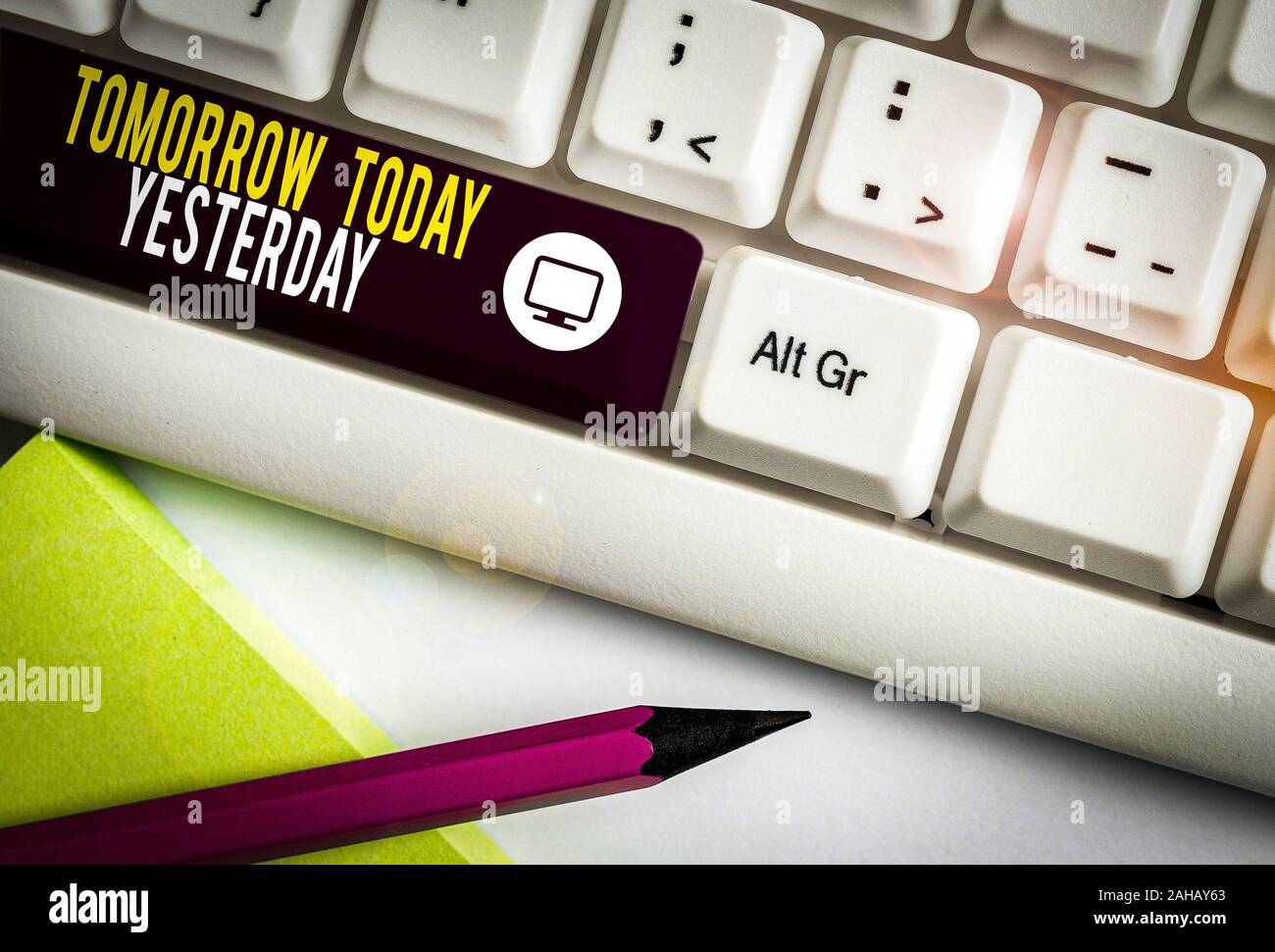 Writing note showing Tomorrow Today Yesterday. Business concept for ...