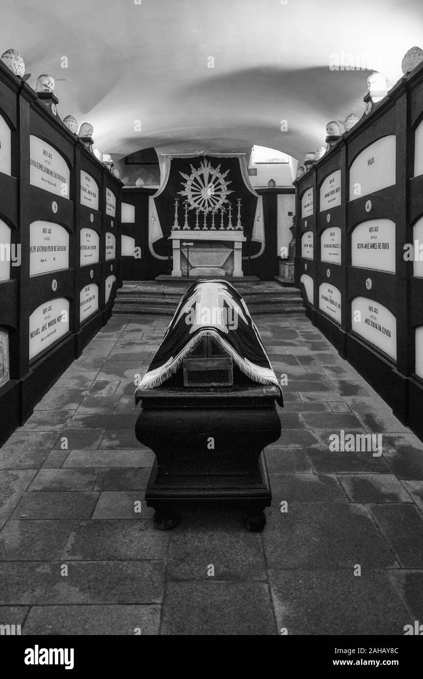 The catacombs of the San Francisco church of the 18th century. The ...