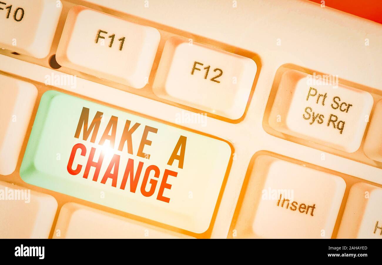 Writing note showing Make A Change. Business concept for Create a ...