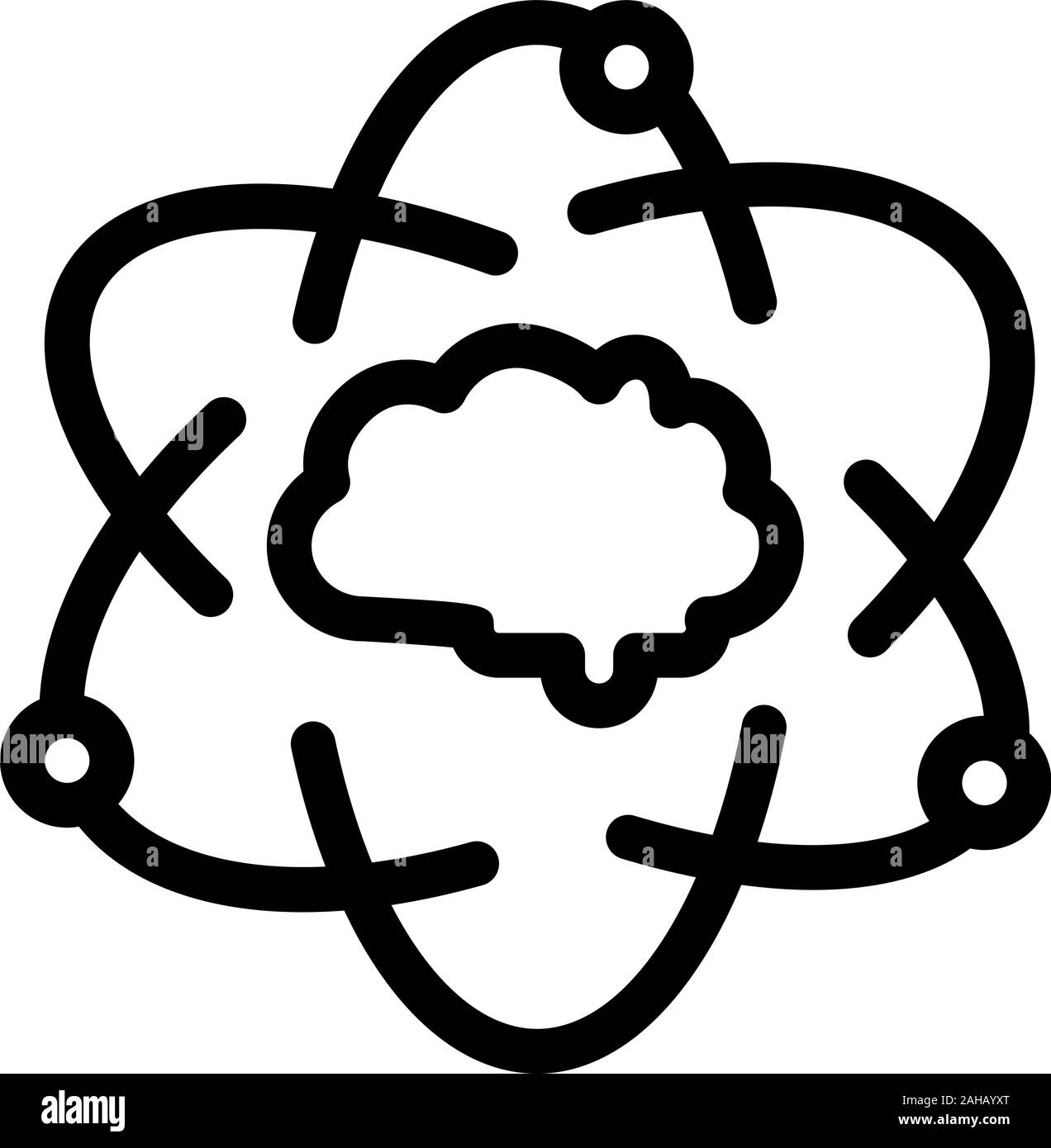 Atom Human Brain Icon Vector Outline Illustration Stock Vector Image ...