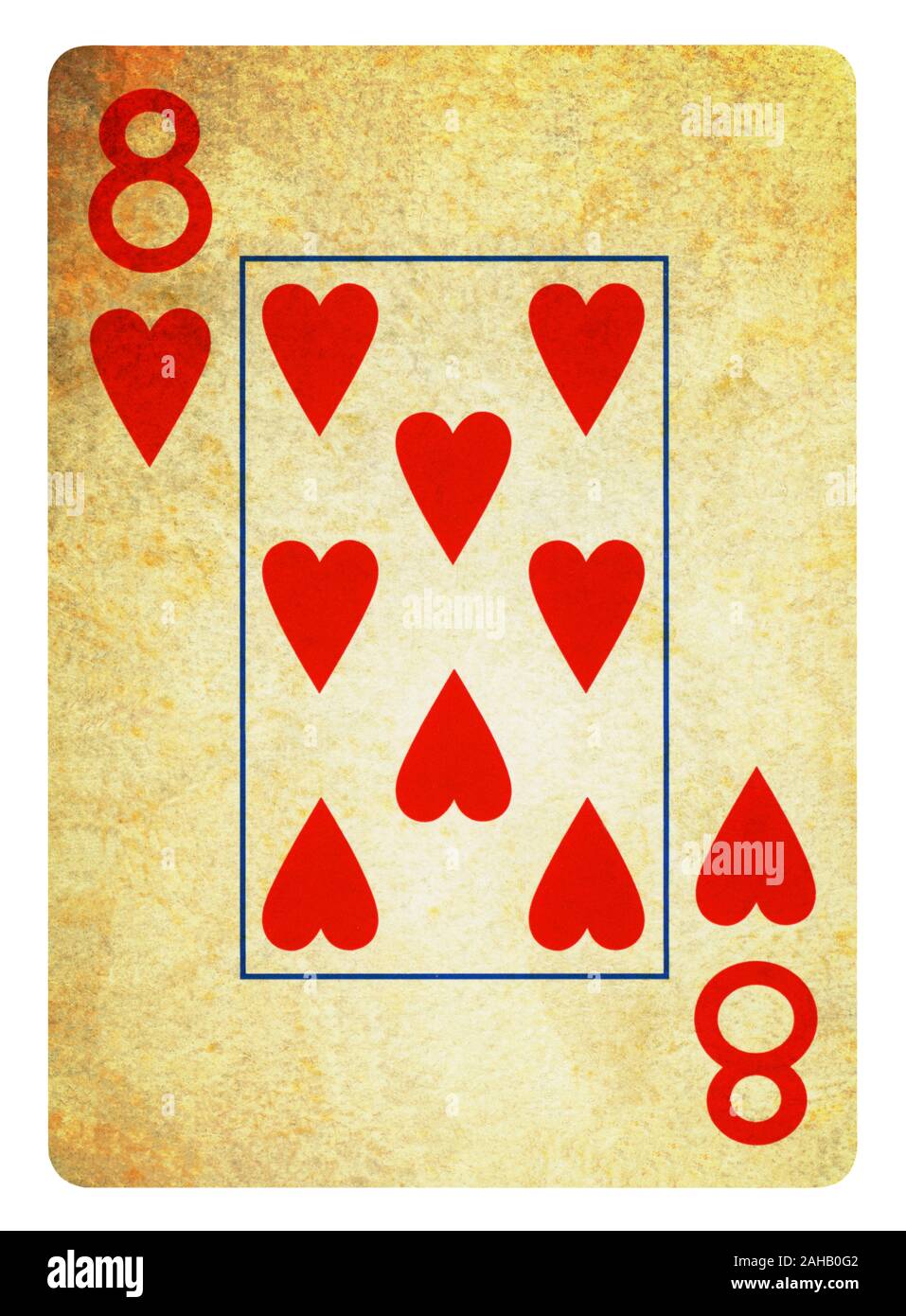 Eight of Hearts Vintage playing card - isolated on white (clipping path ...