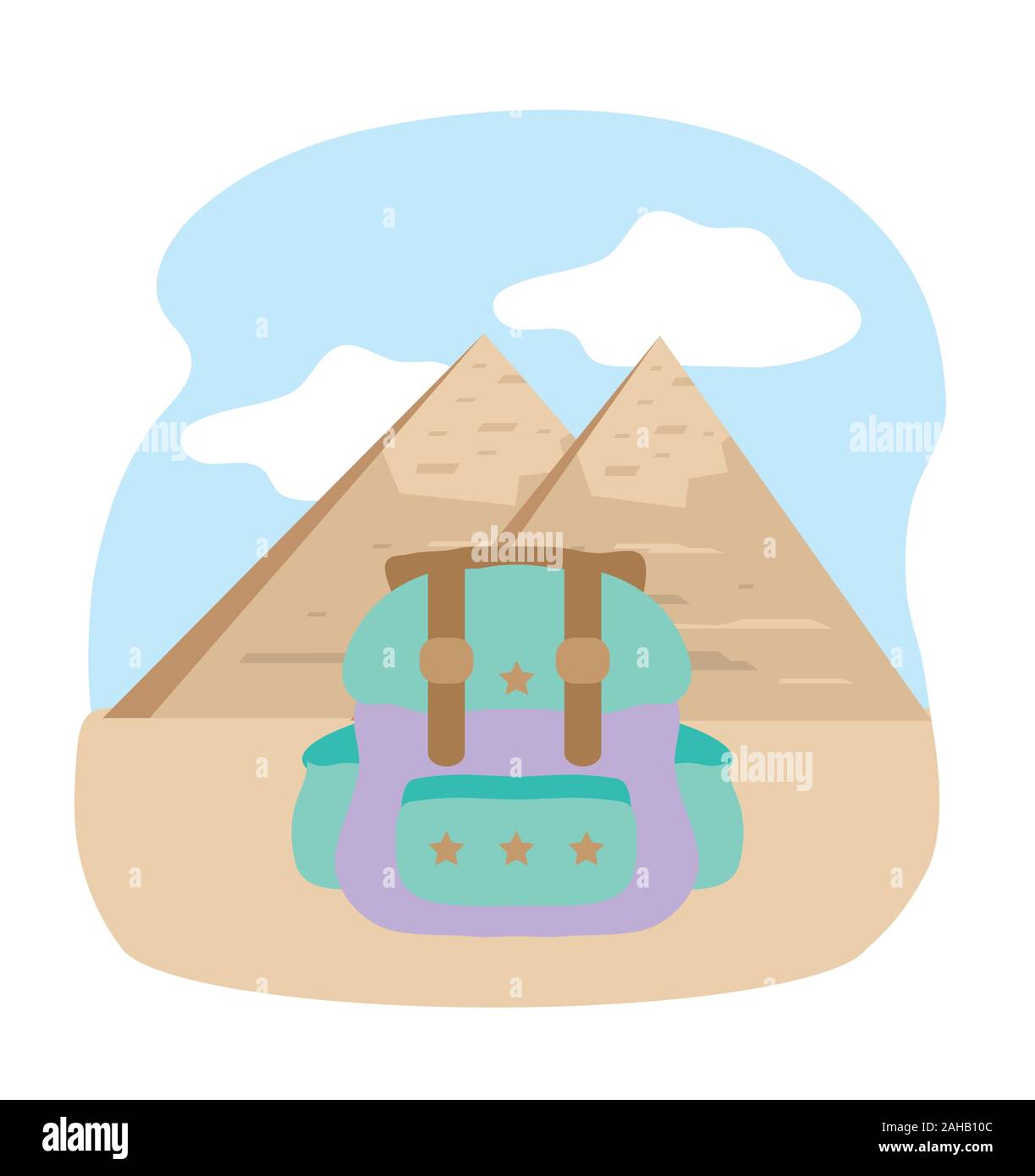 egyptian pyramids backpack tourist vacation travel vector illustration ...