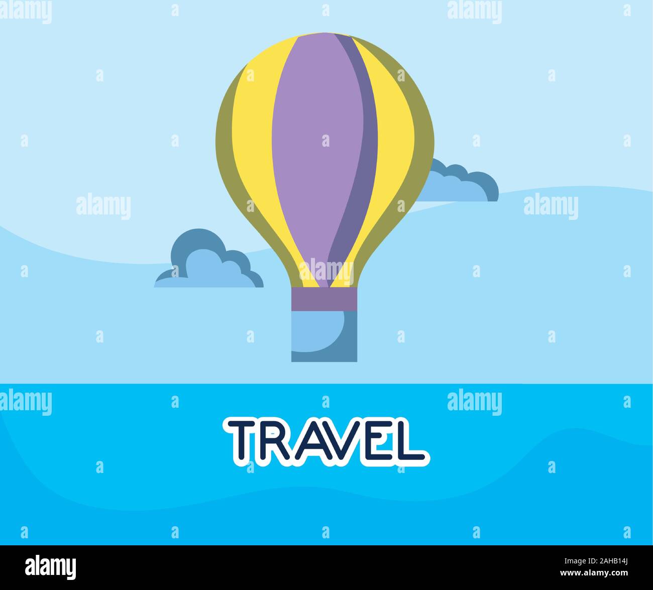 hot air balloon adventure tourist vacation travel vector illustration ...