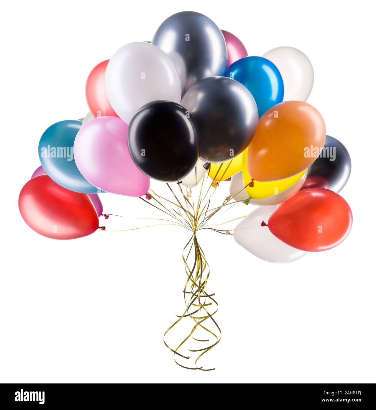 Set of multicolored helium balloons with clipping path. Element of ...