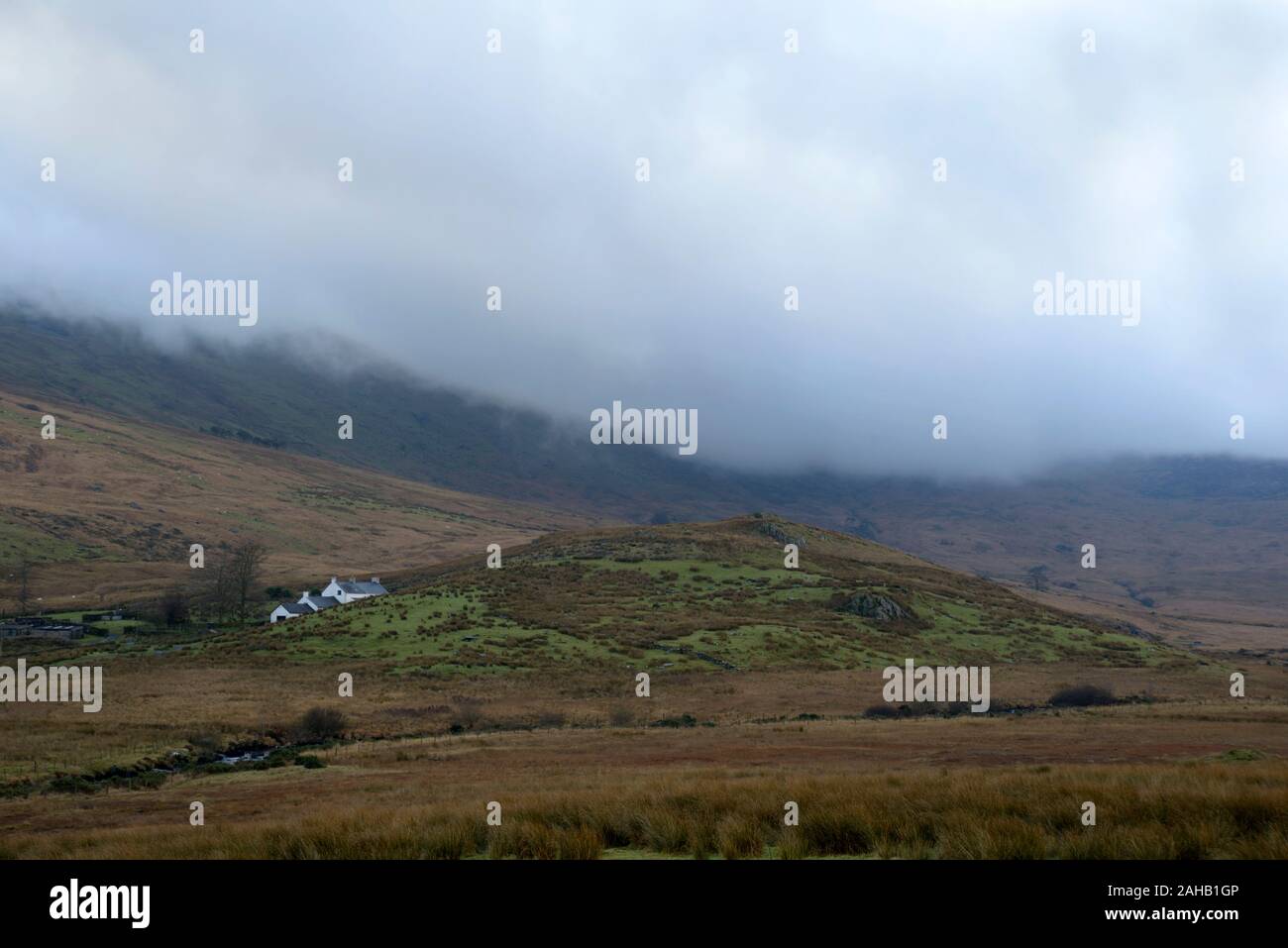 Farmstead on knoll, Garth, Capel Curig, Wales Stock Photo - Alamy