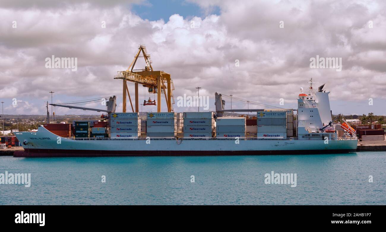 Seatrade Containers on Freighter Stock Photo - Alamy