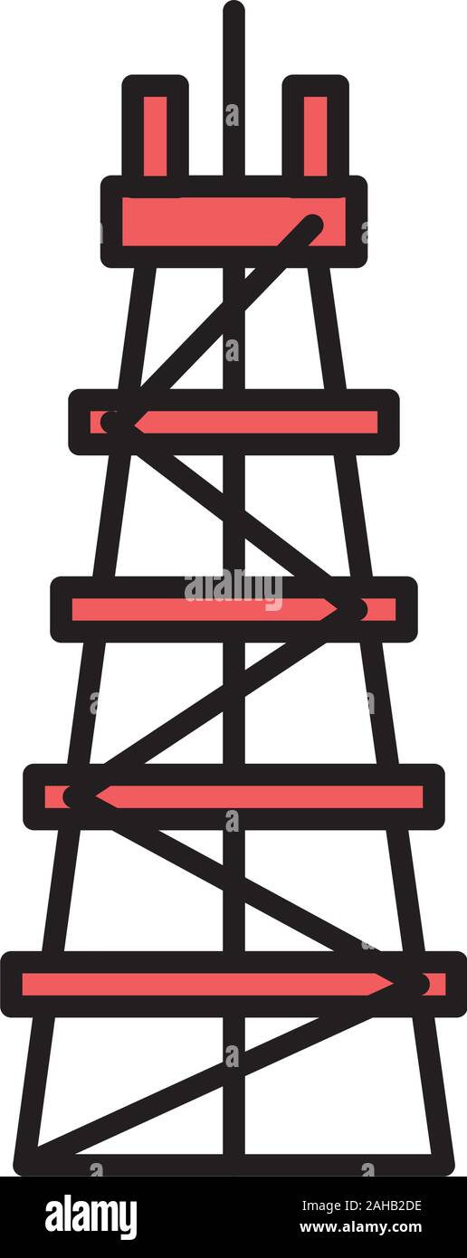 fracking refinery tower structure industry vector illustration Stock ...