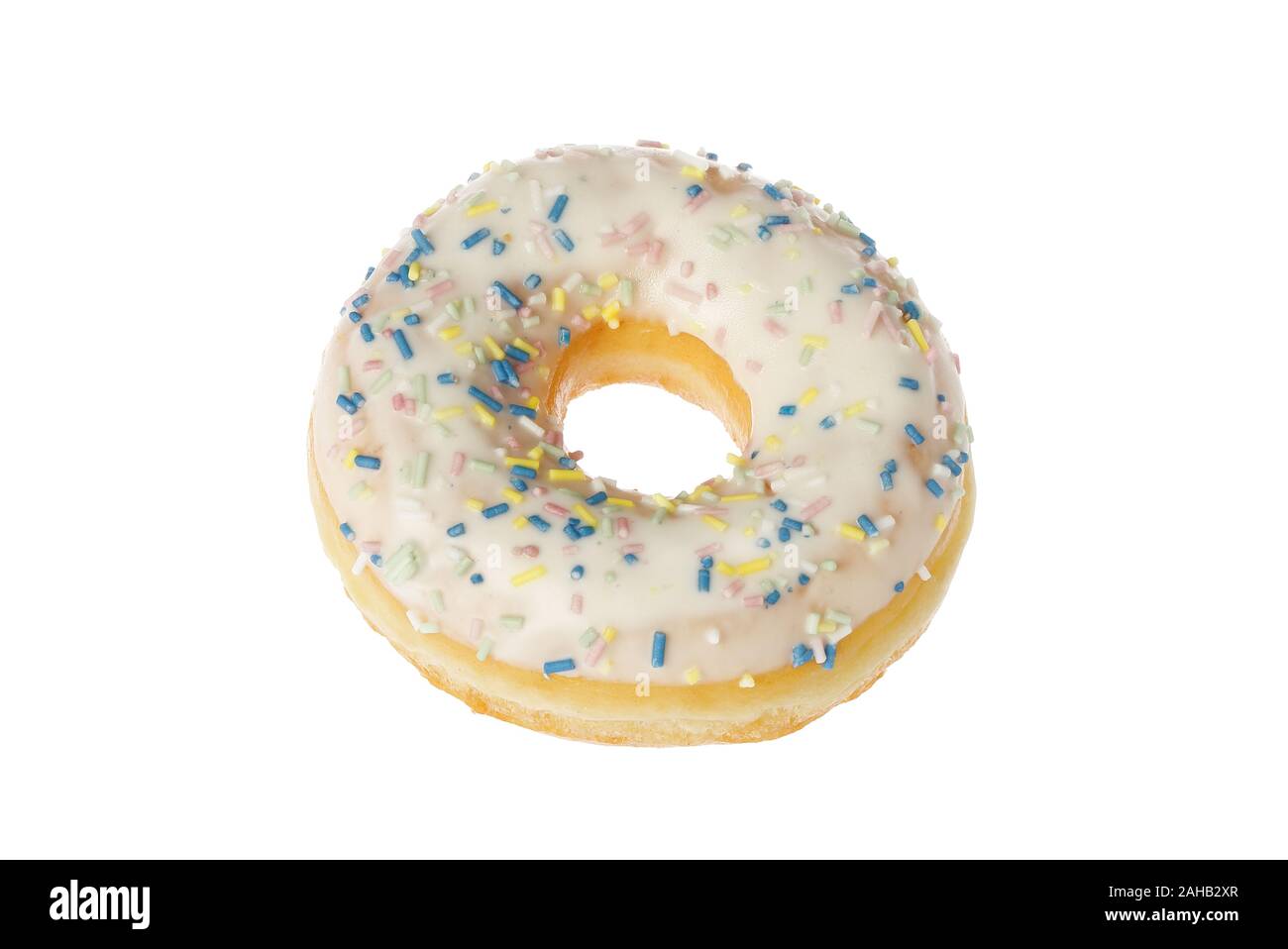 One glazed dount isolated on white background Stock Photo - Alamy