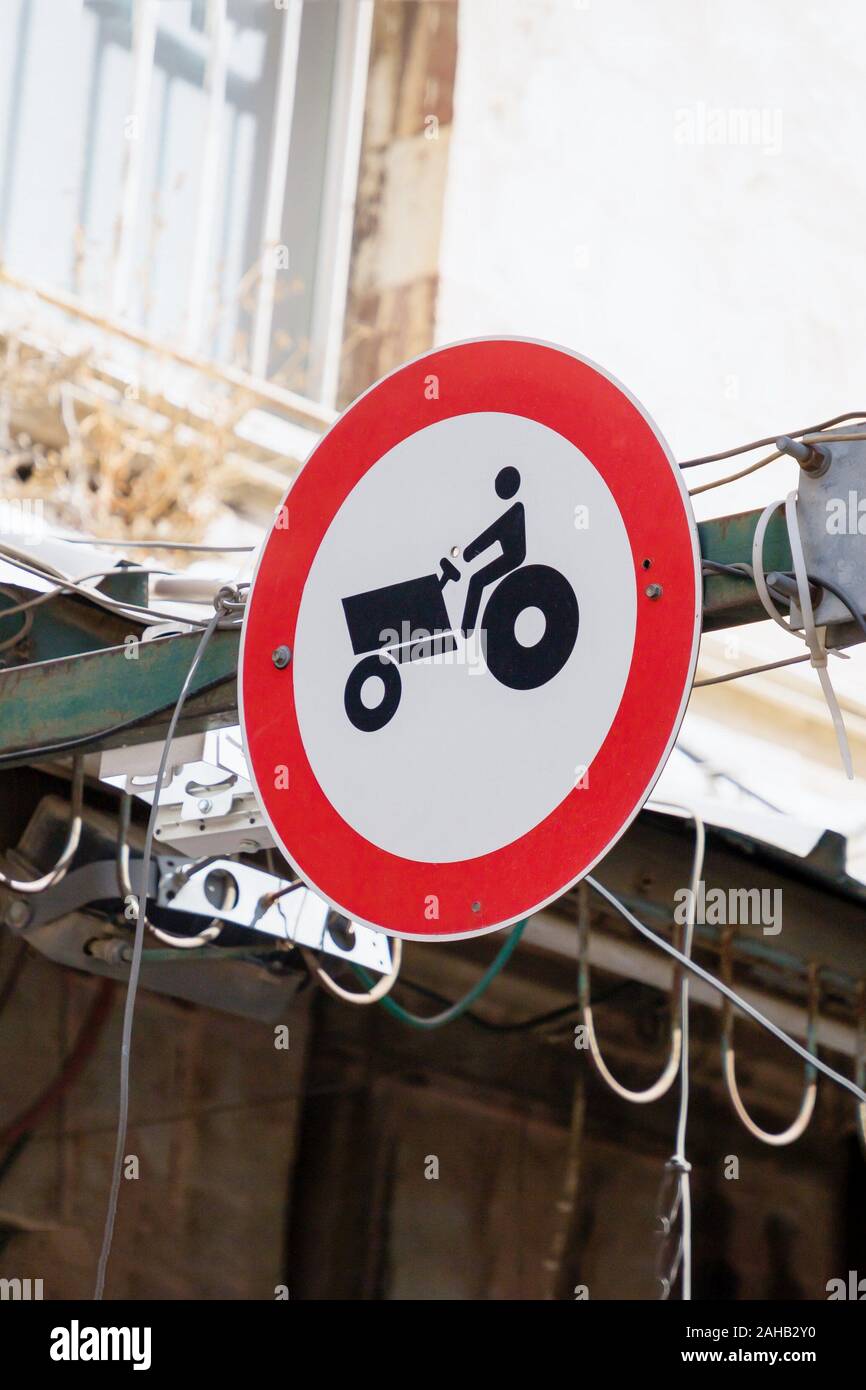 Tractor caution and warning sign, transportation sign with tractor ...