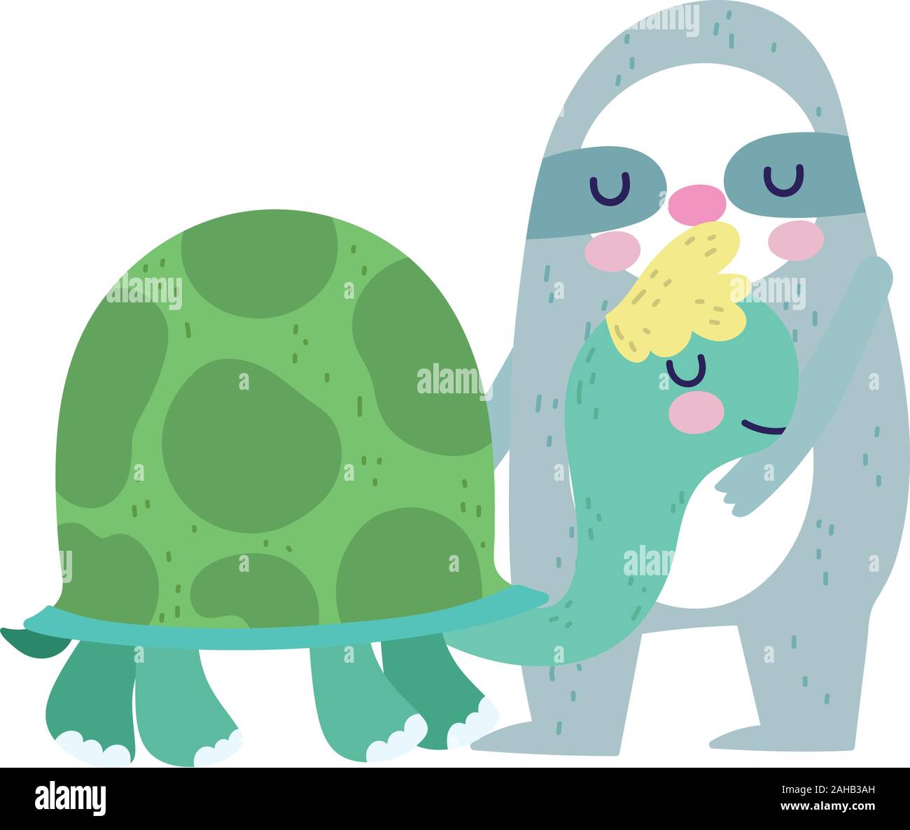 baby shower cute sloth and turtle cartoon vector illustration Stock ...