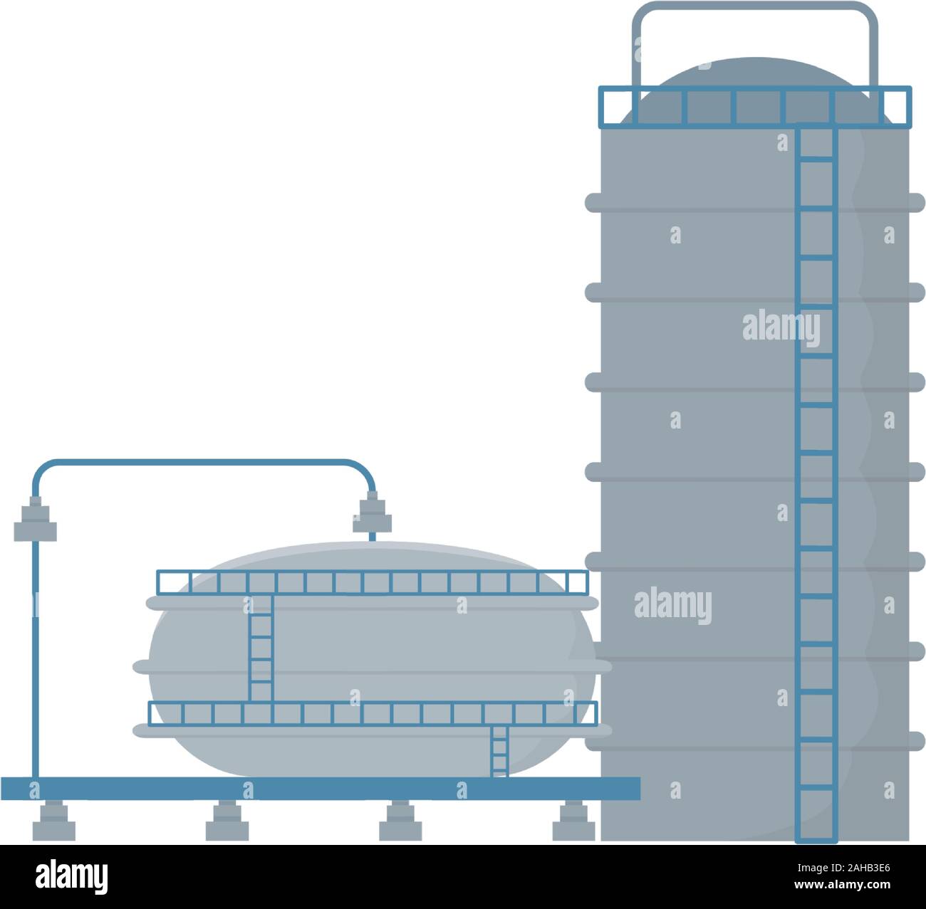 platform refinery plant tanks pipeline fracking vector illustration ...