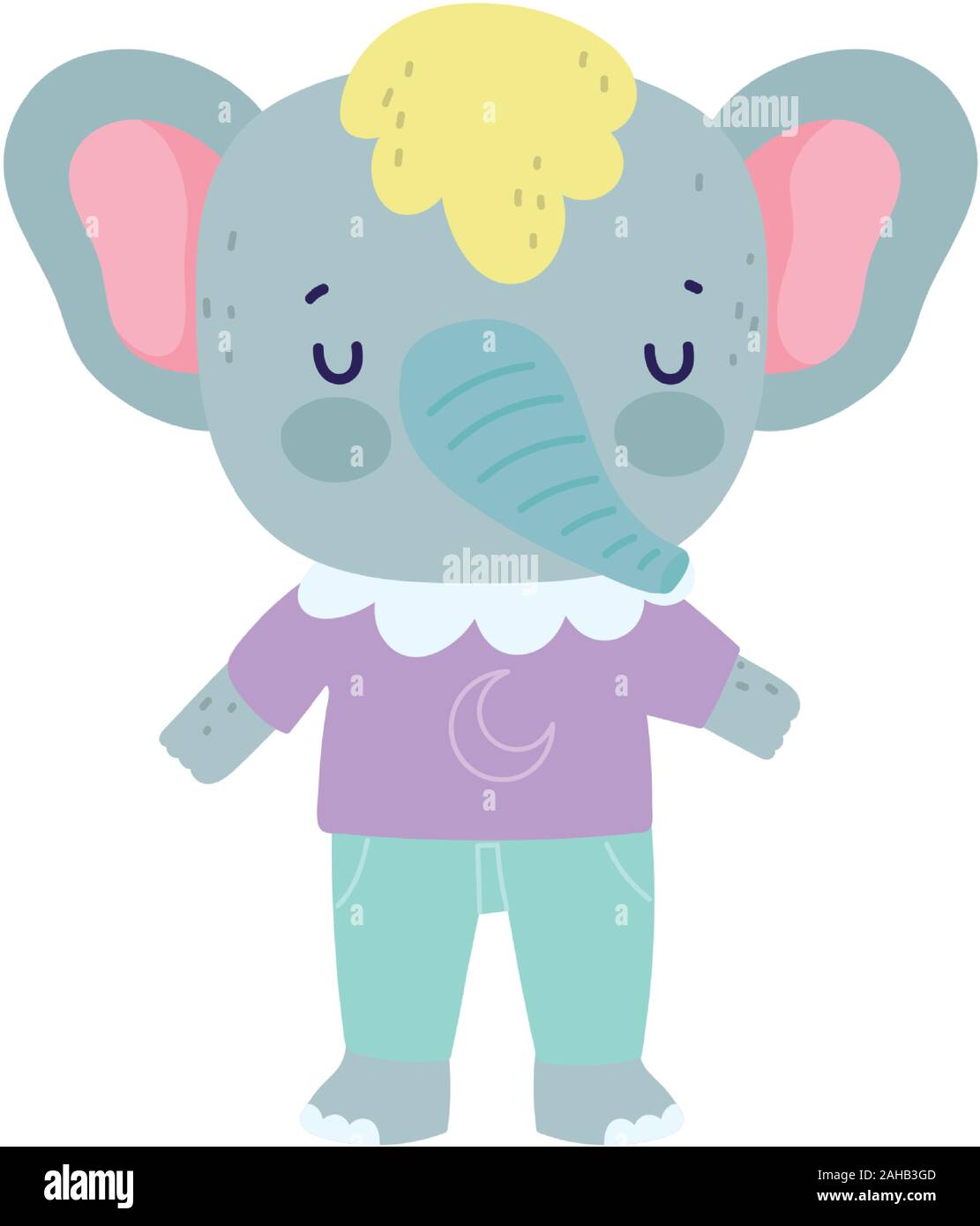 baby shower cute elephant with clothes cartoon vector illustration ...