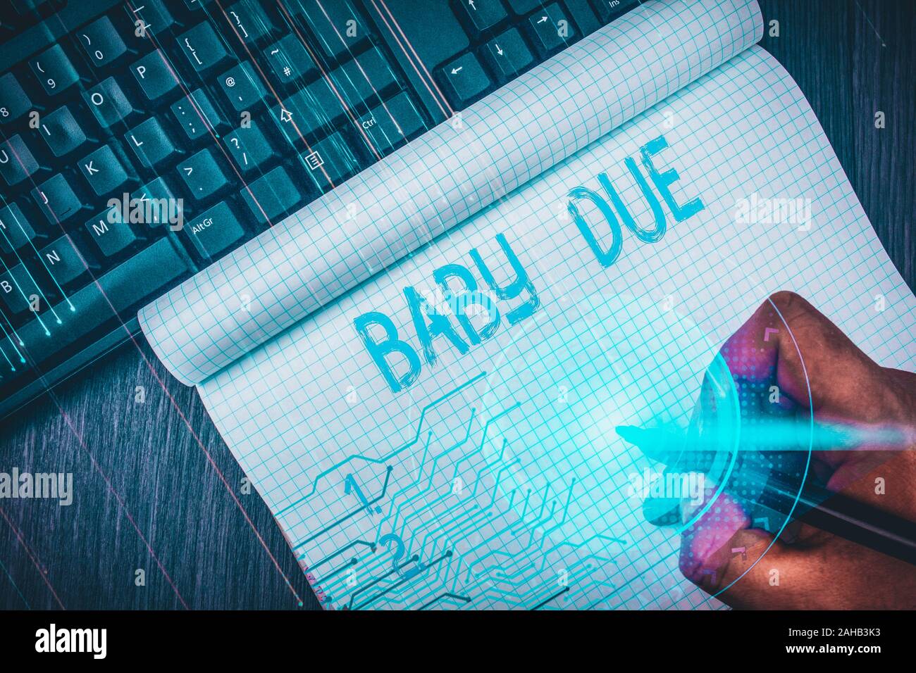 Writing note showing Baby Due. Business concept for about to born Under ...