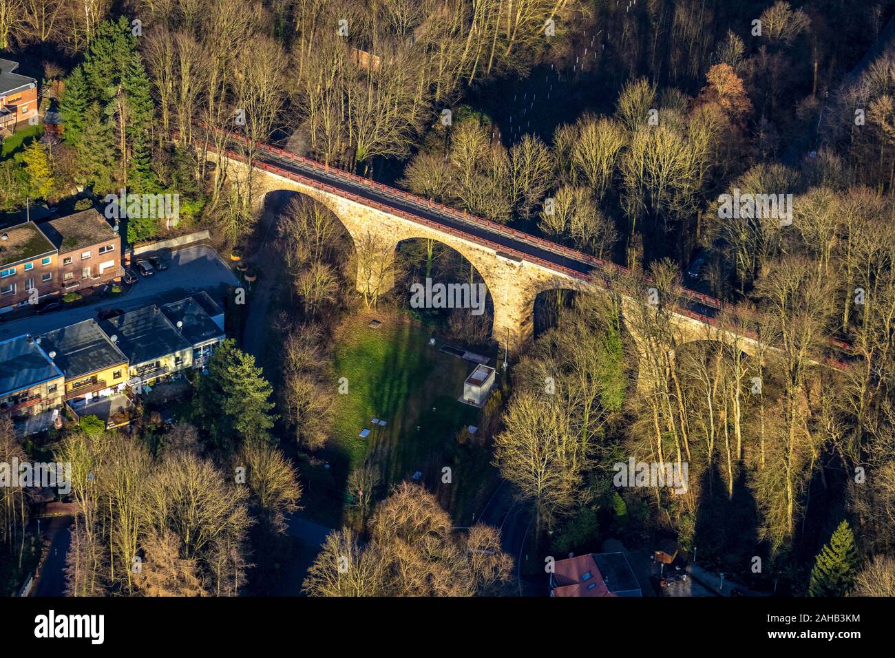 Aerial photo, viaduct, bridge of the panorama cycle path over the ...
