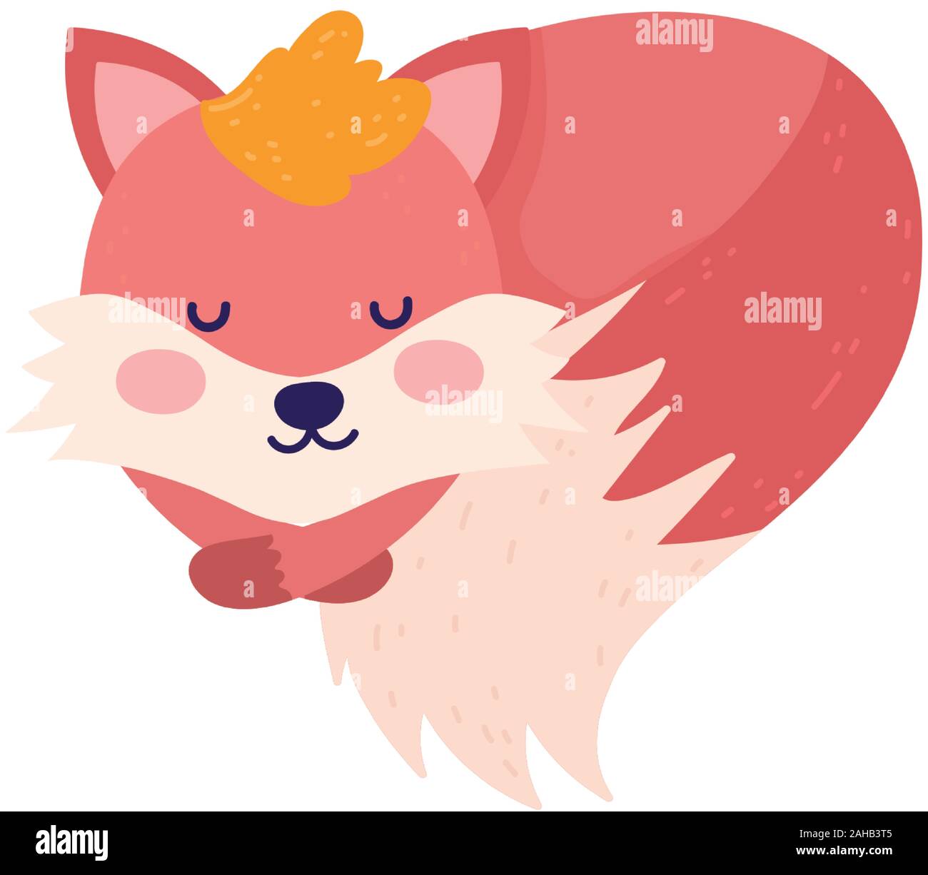 baby shower cute fox sleeping animal cartoon vector illustration Stock ...