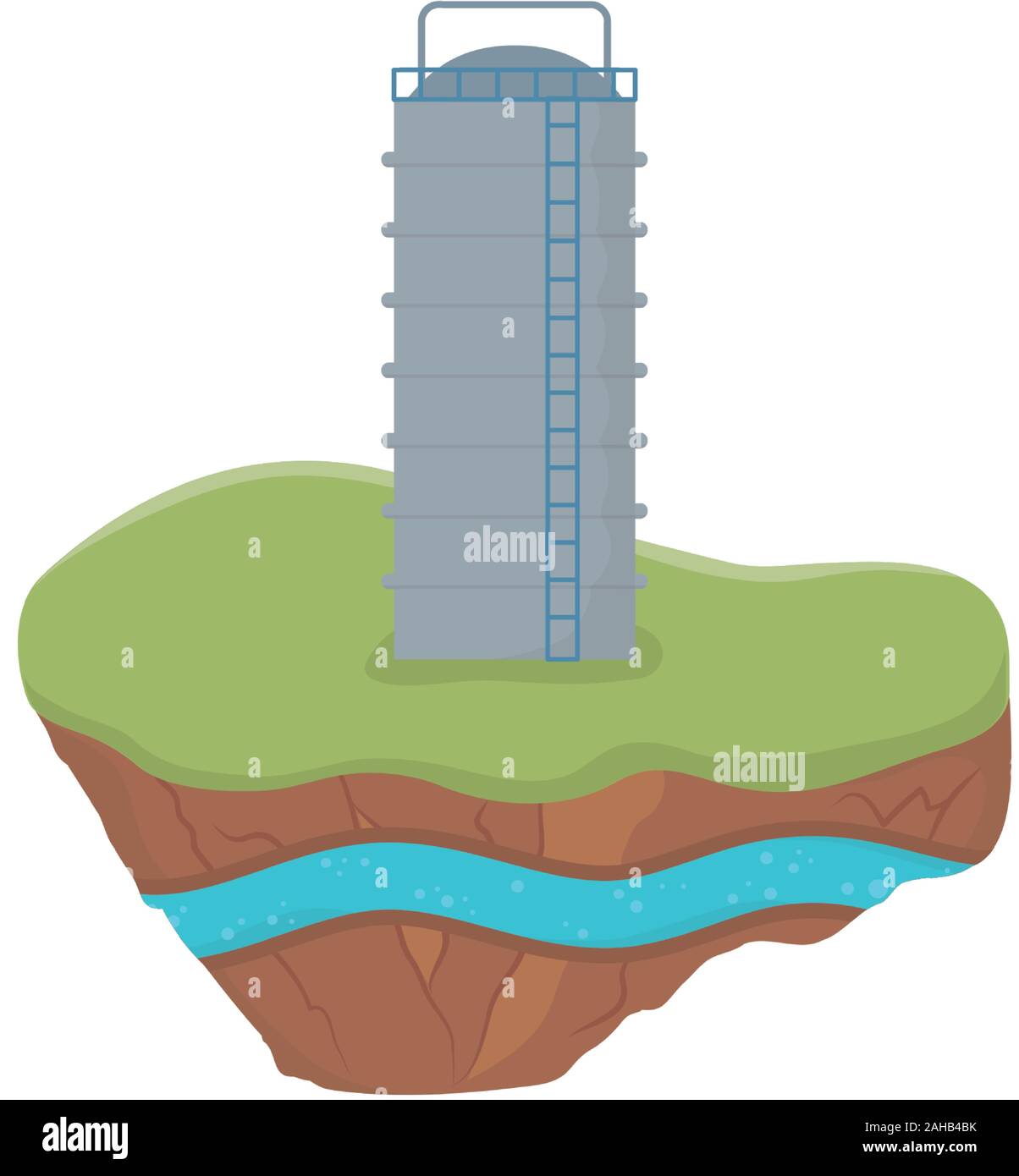 fracking reservoir tank soil layer water underground vector ...