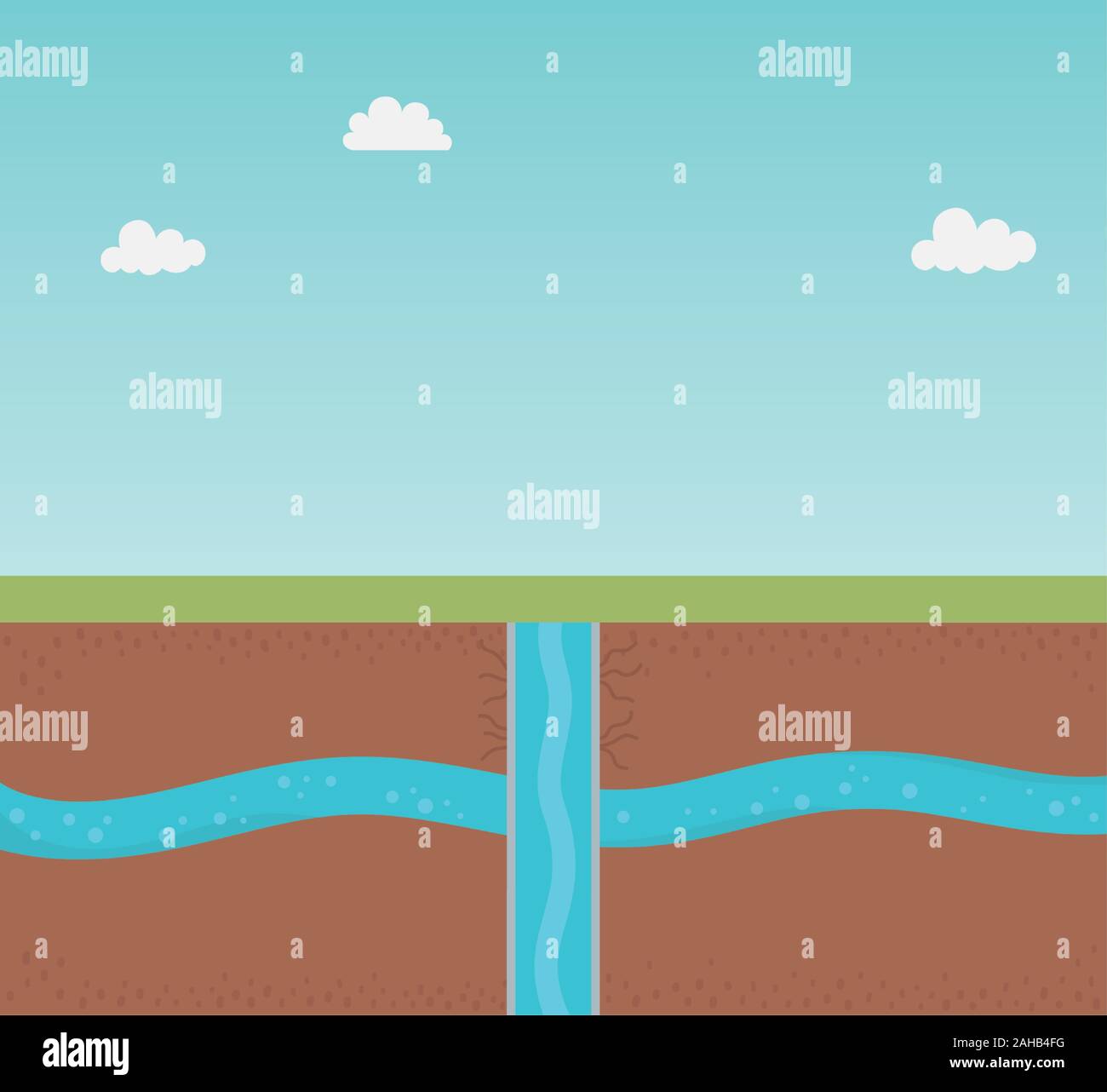 underground water ground section exploration landscape vector ...