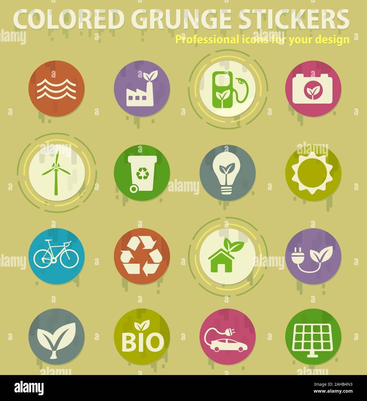 alternative energy colored grunge icons Stock Vector Image & Art - Alamy
