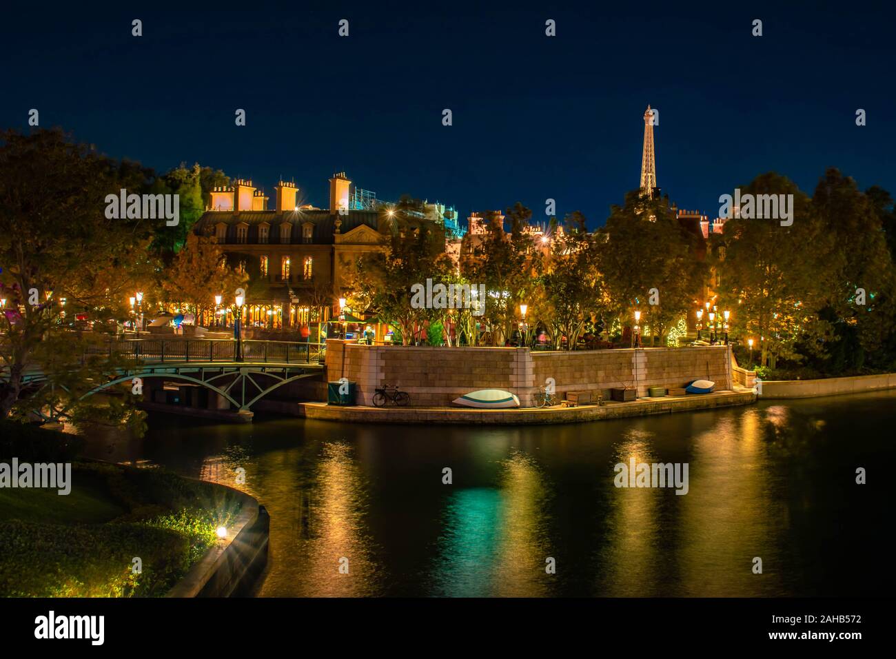 Orlando, Florida. December 18, 2019. Beautiful view of France Pavillion ...