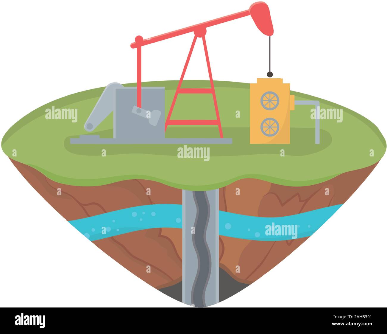 fracking rig petroleum extraction soil layer water underground vector ...