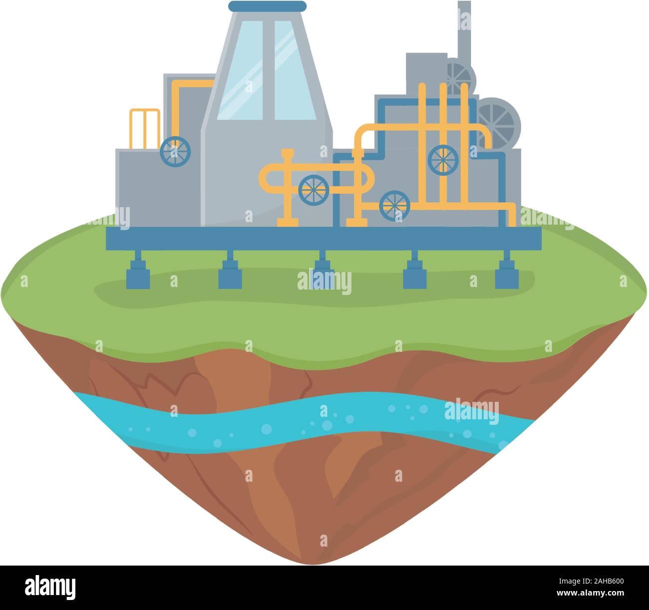 fracking tank extracting petroleum soil layer water underground vector ...