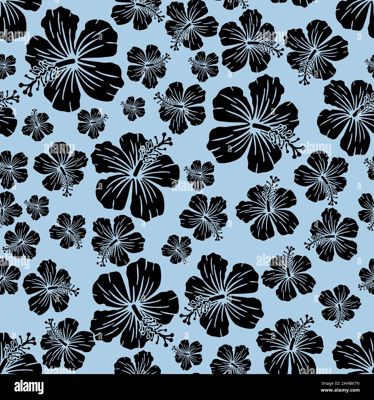 Random hibiscus flower seamless repeat pattern background Stock Photo ...