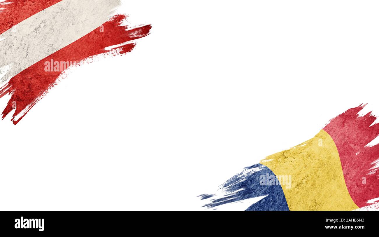 Flags of Austria and Romania on White Background Stock Photo - Alamy