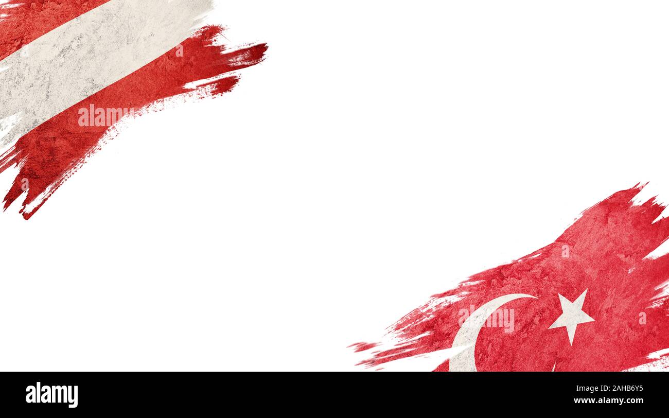 Flags of Austria and Turkey on White Background Stock Photo - Alamy