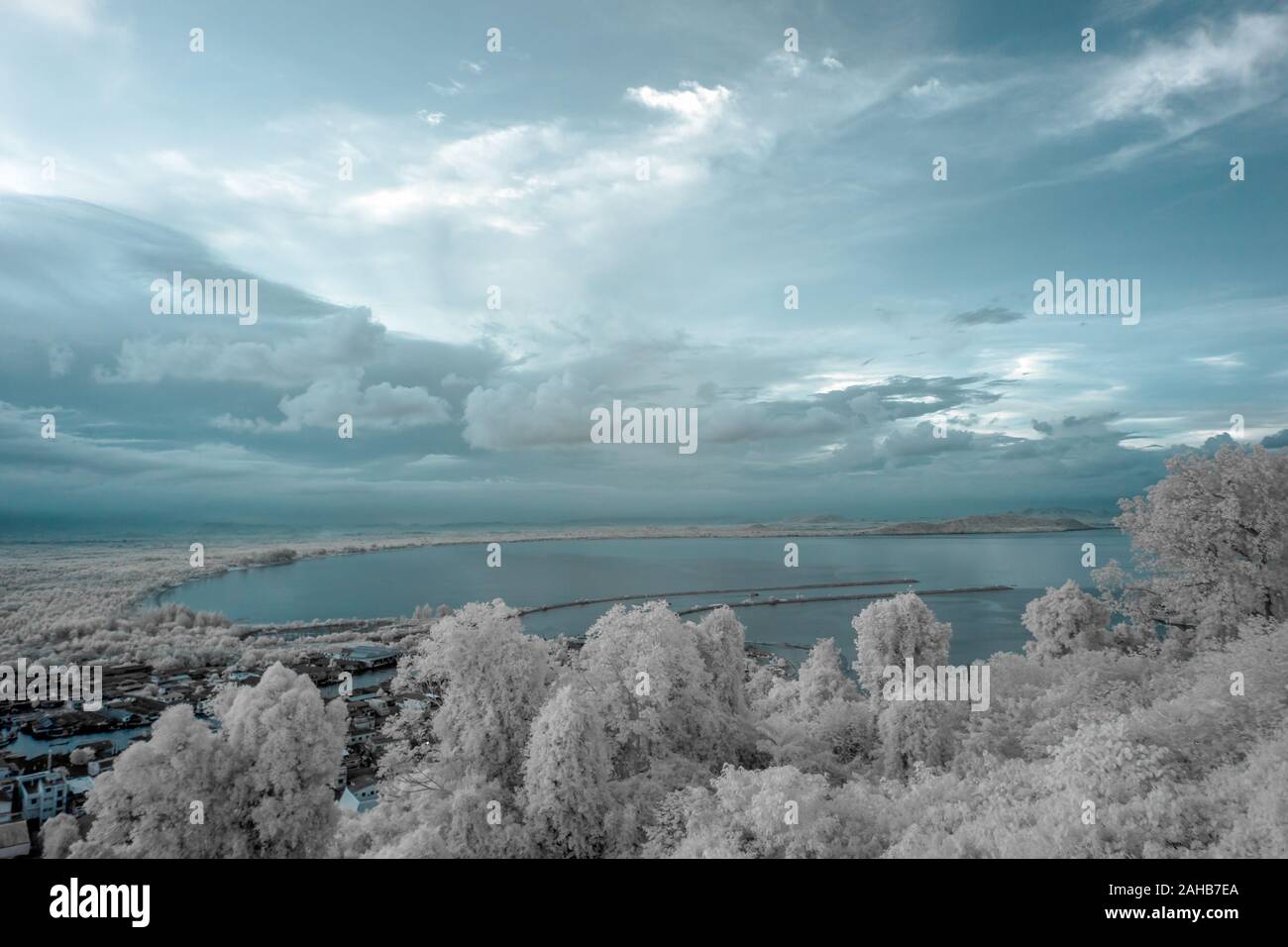 Aerial view of Chumphon city in provincial of Thailand taken from ...