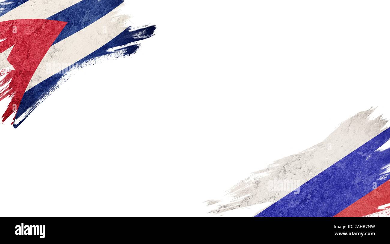 Flags of Cuba and Russia on White Background Stock Photo - Alamy