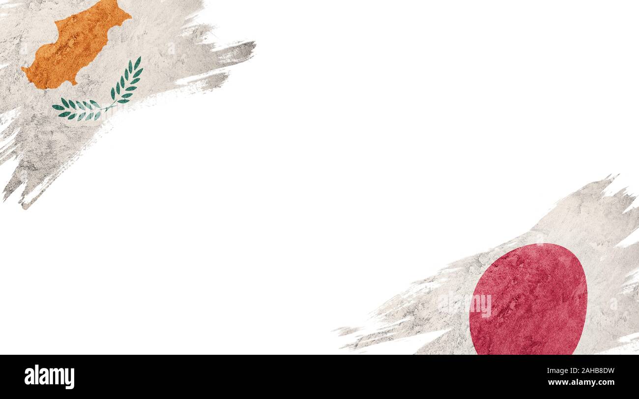 Flags of Cyprus and Japan on White Background Stock Photo - Alamy