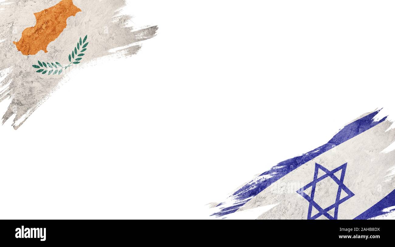 Flags of Cyprus and Israel on White Background Stock Photo - Alamy
