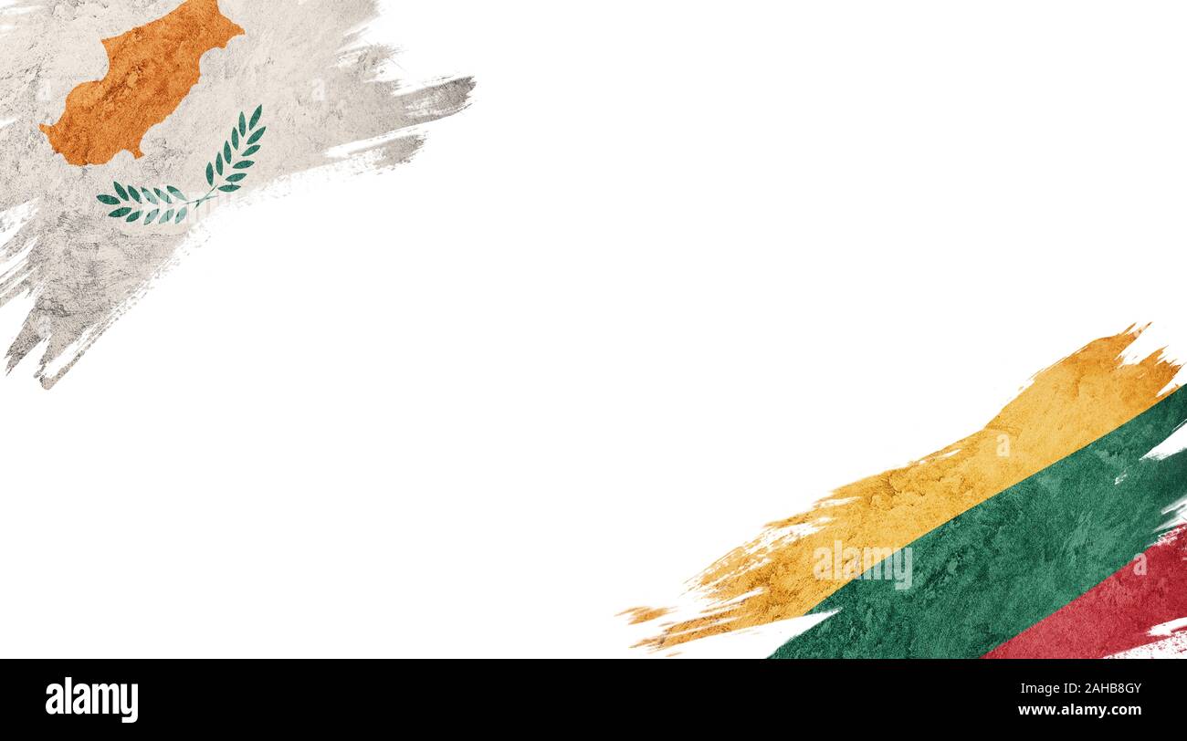 Flags of Cyprus and Lithuania on White Background Stock Photo - Alamy