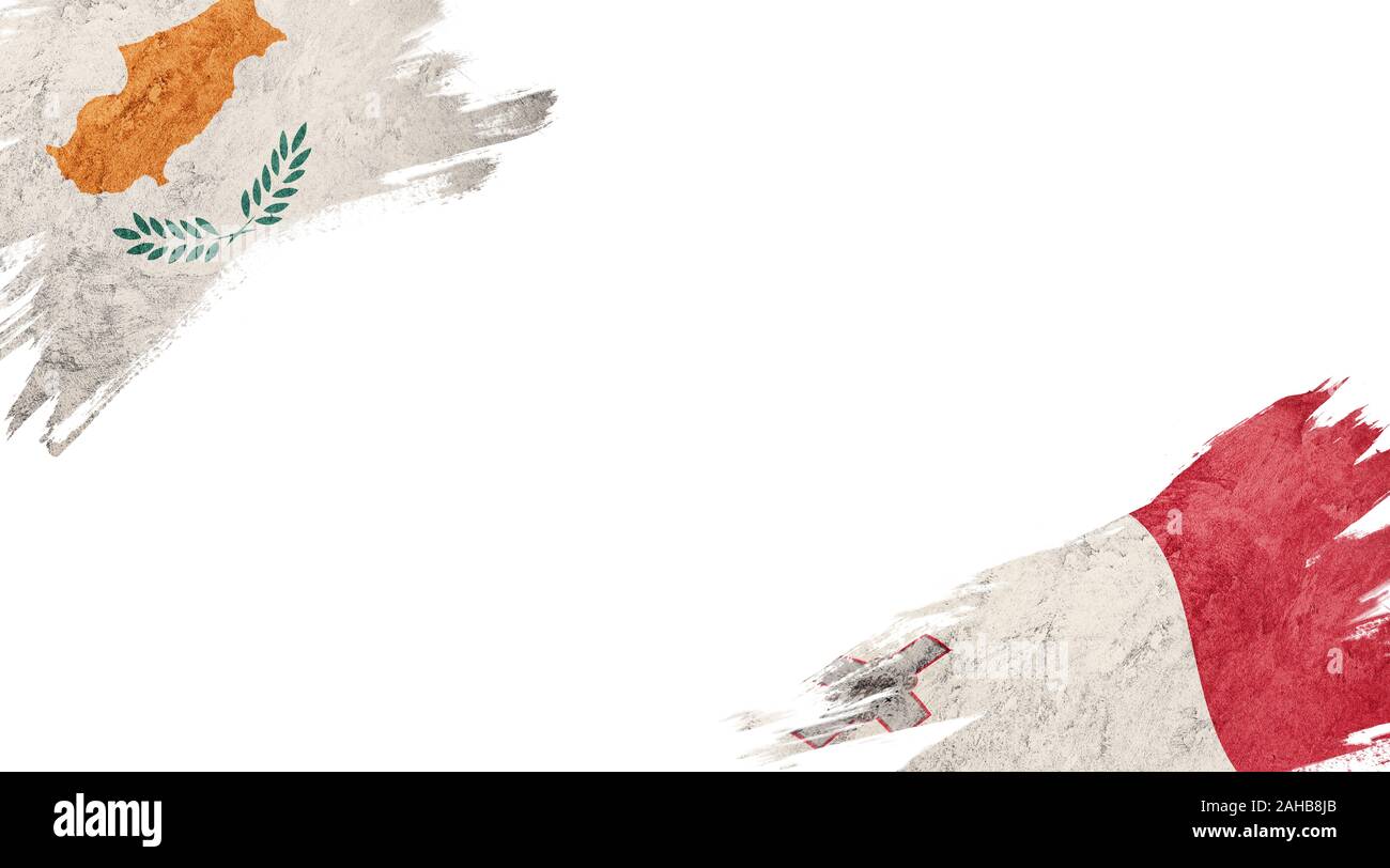 Flags of Cyprus and Malta on White Background Stock Photo - Alamy