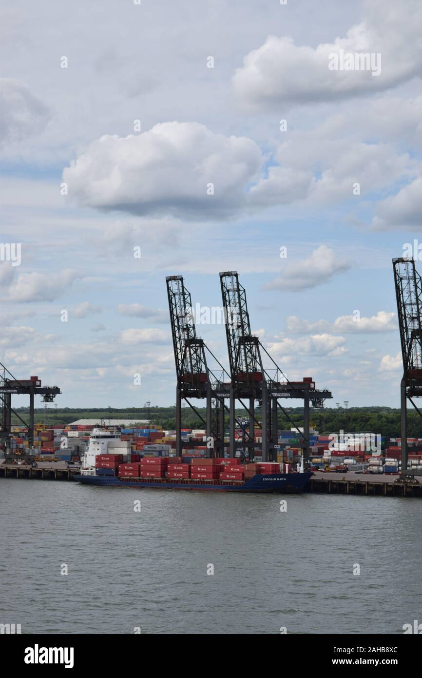 Conmar Hawk, Felixstowe dock shipping container terminal, Suffolk ...