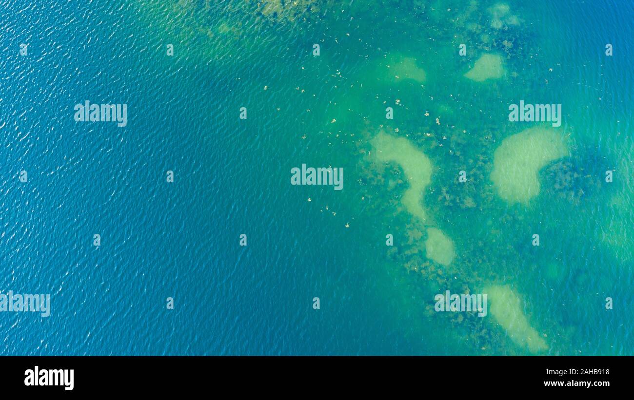 Blue sea water texture calm and peaceful background top view Stock ...