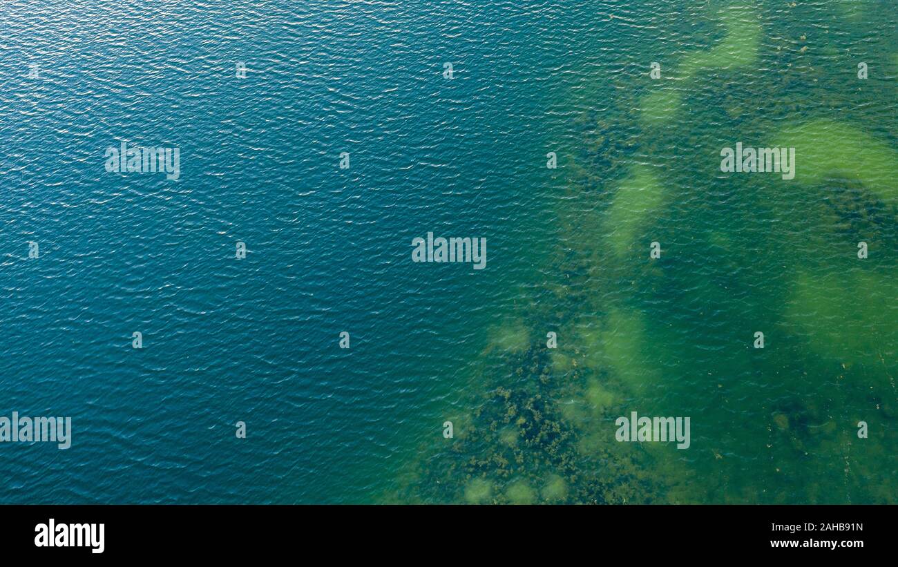 Blue sea water texture calm and peaceful background top view Stock ...