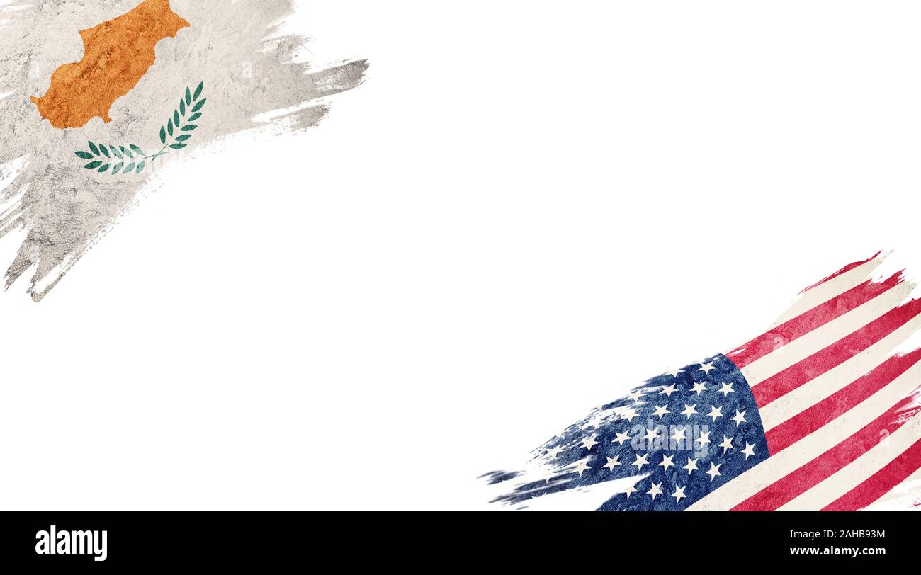 Flags of Cyprus and USA on White Background Stock Photo - Alamy