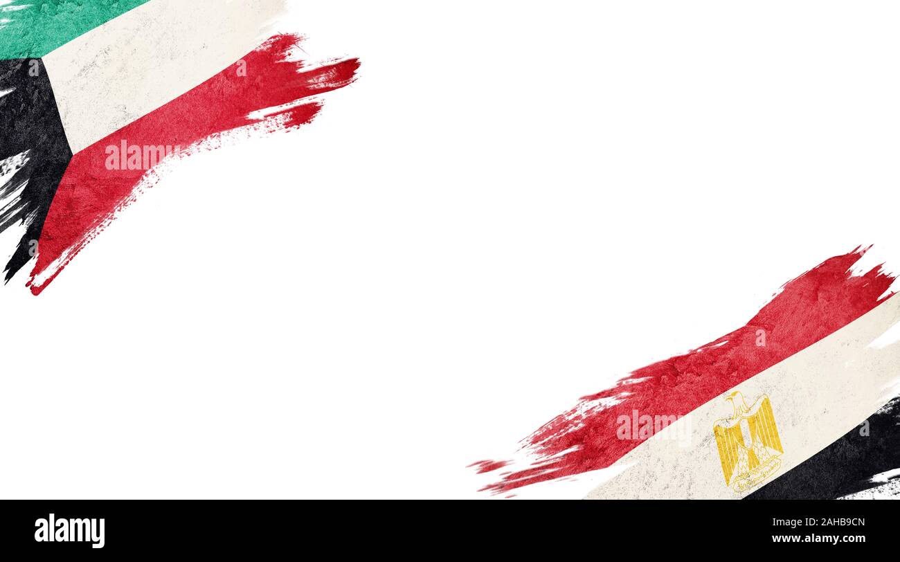 Flags of Kuwait and Egypt on White Background Stock Photo - Alamy