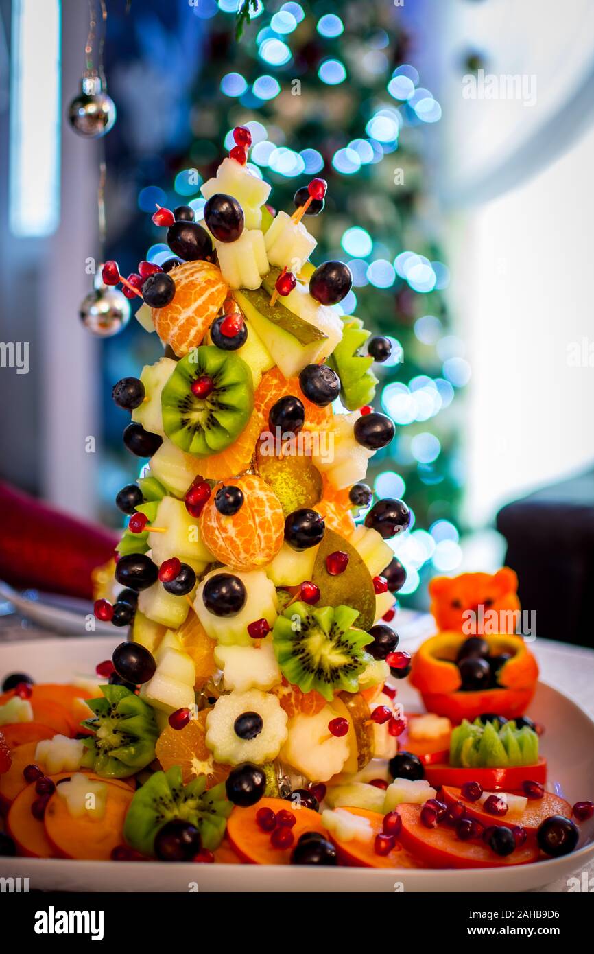 colorful fruit Christmas tree Stock Photo - Alamy