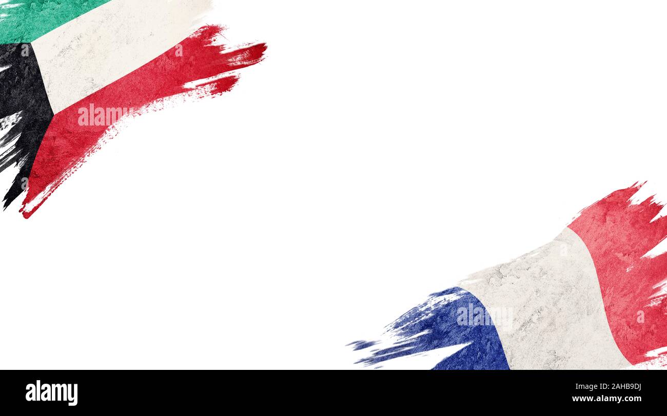 Flags of Kuwait and France on White Background Stock Photo - Alamy