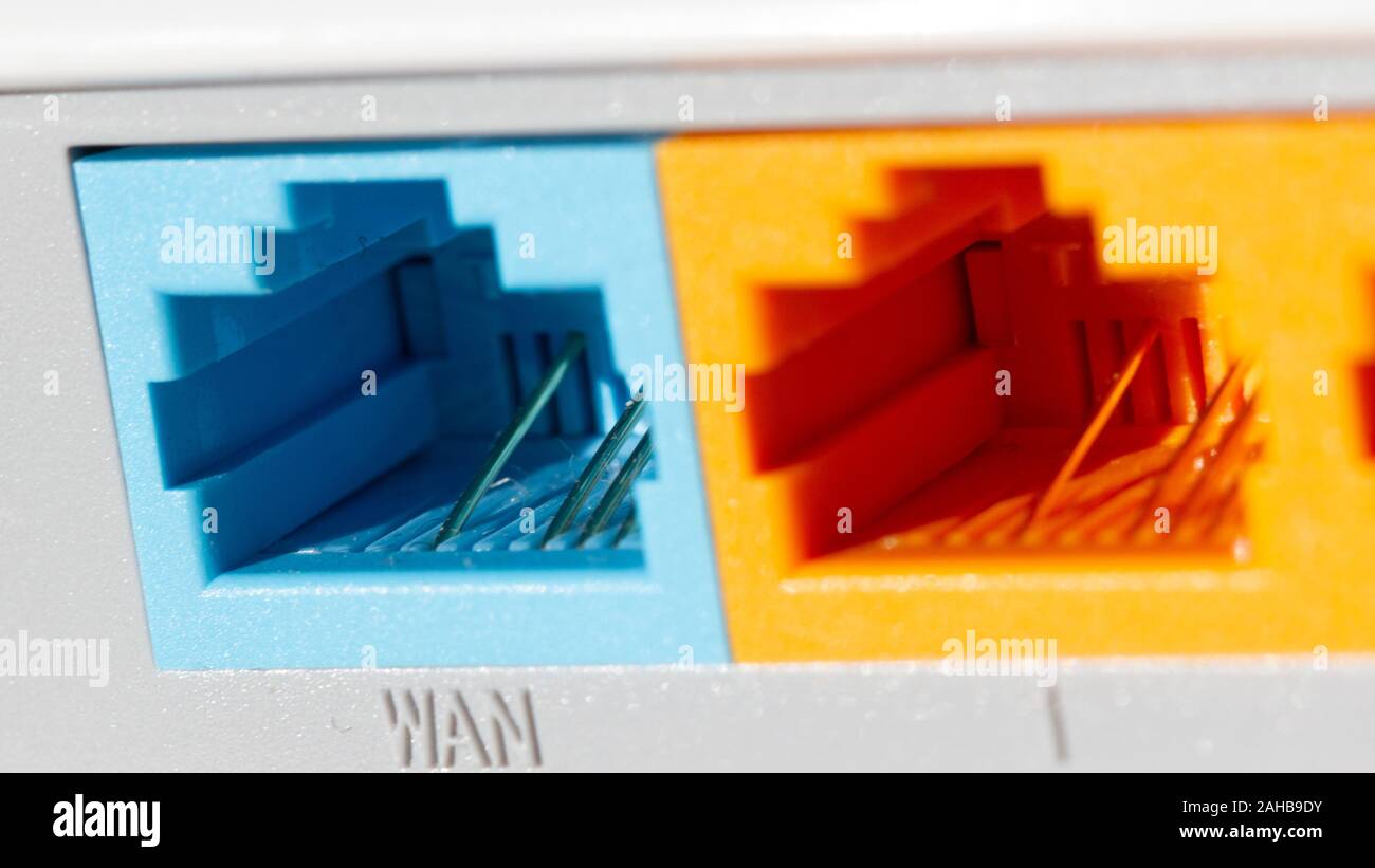 Close up on the red LAN port of a modern computer mainboard Stock Photo ...